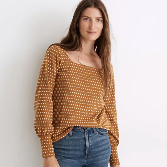 Madewell | Tops | Madewell Floral Jacquard Squareneck Top | Poshmark